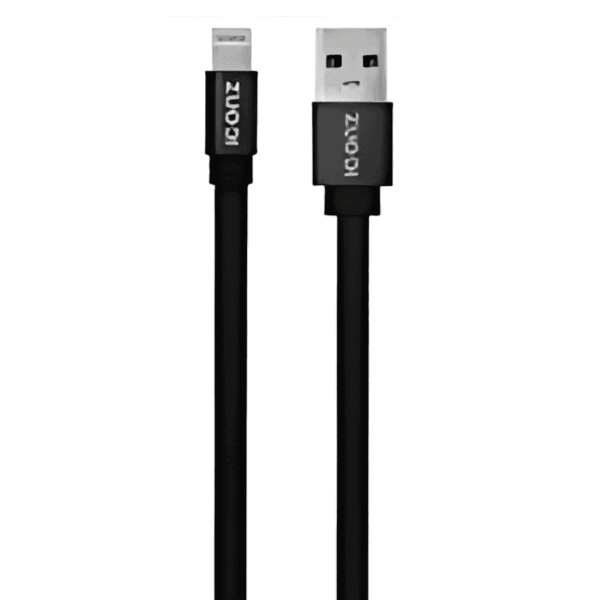 كابل شاحن 1متر ICONZ Flat Lightning Black USB رقم UC01K