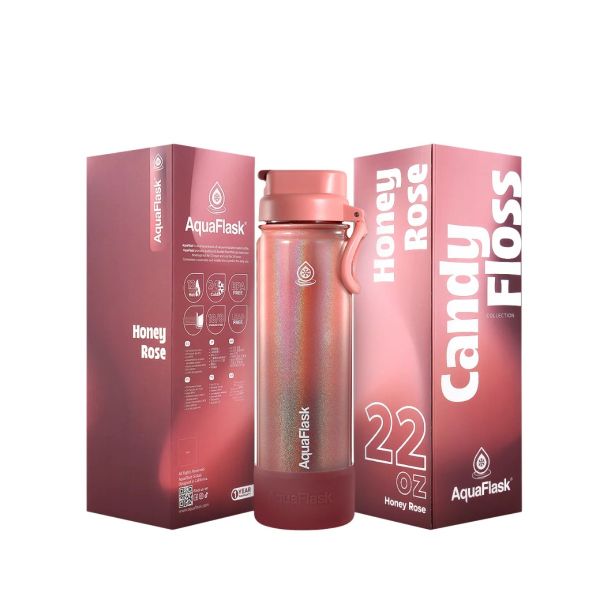 زجاجة مياه حرارى ستانلس ستيل بعليقة + قاعدة Candy Floss Honey Rose 22oz ...
